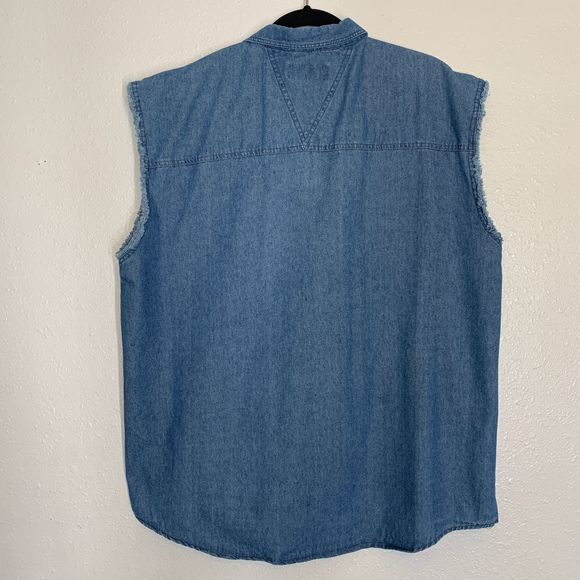 Marino Bay | Shirts | Vintage 9s Sleeveless Denim Shirt Vest Marino Bay ...